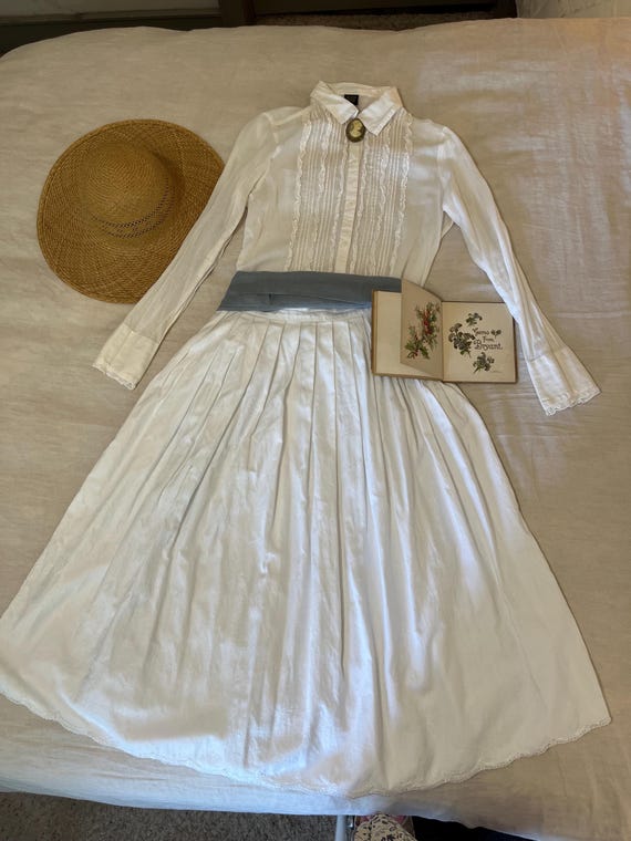 1980s White cotton Cottage Core Skirt - Gem