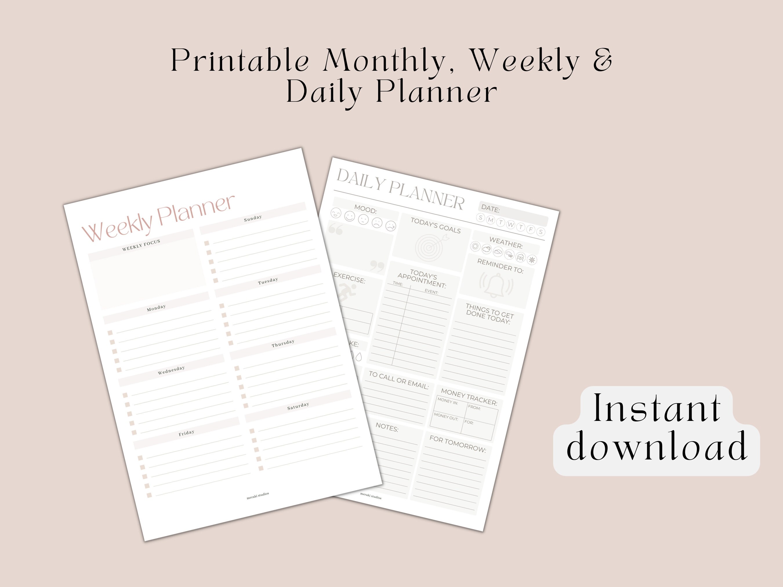 Printable Monthly Planner 2023, Printable Daily Planner, Printable ...