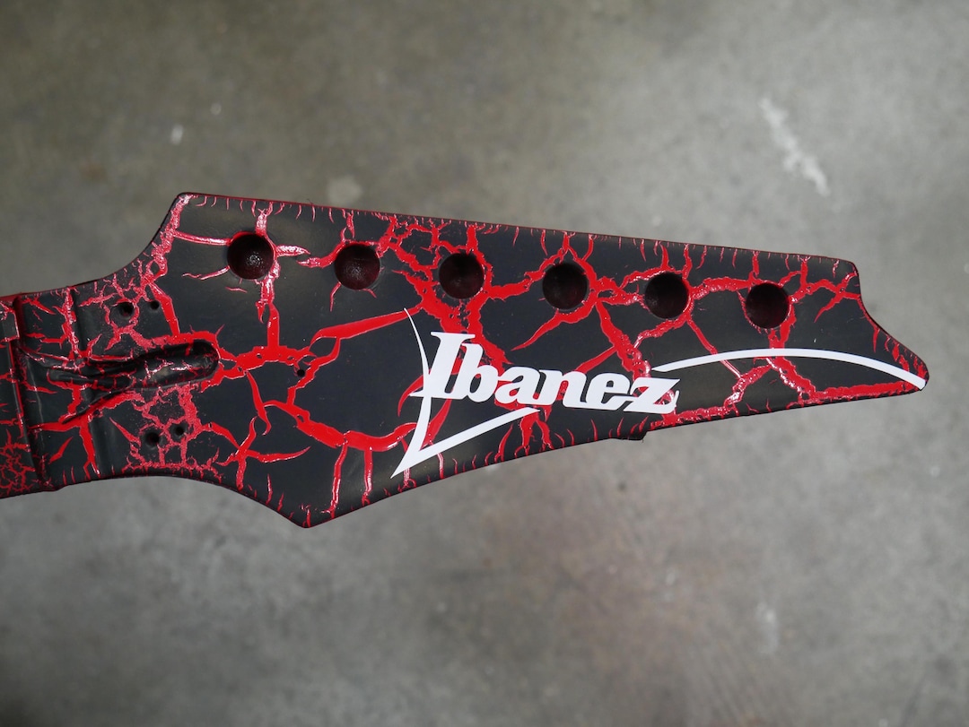 CUSTOM Left Handed Ibanez Headstock Logo Dark Chrome RG RG350 RG450 ...