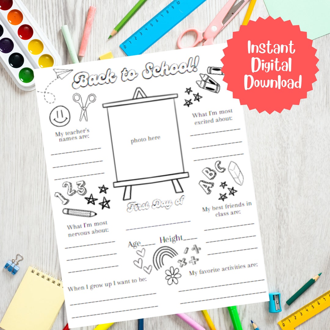 Back to School Memory Page, School Memory Book, Digital Download, Back ...