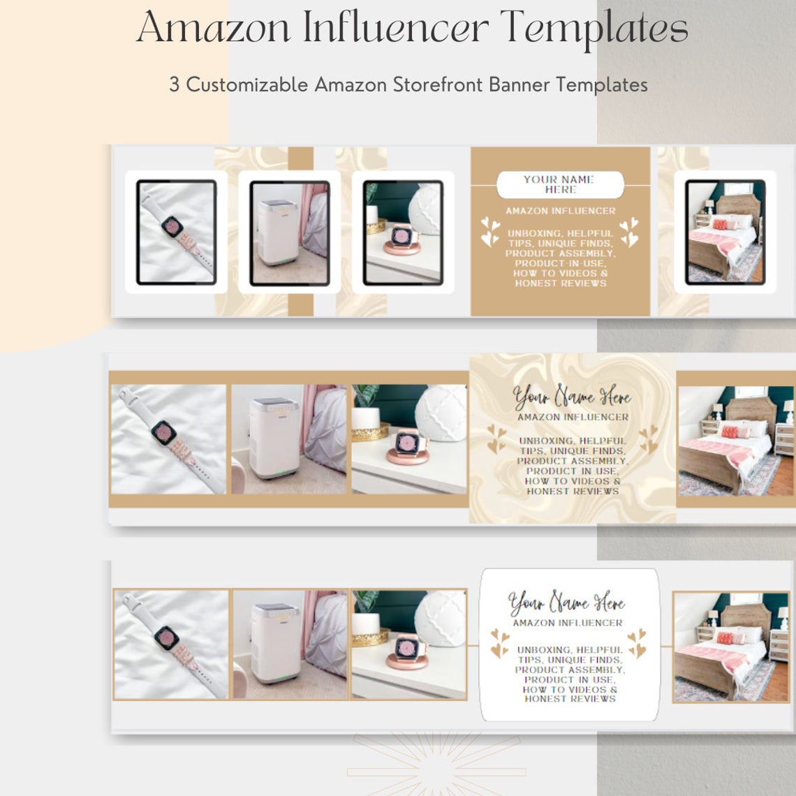 Amazon Influencer Storefront Banner & Video Cover, Neutral Amazon ...