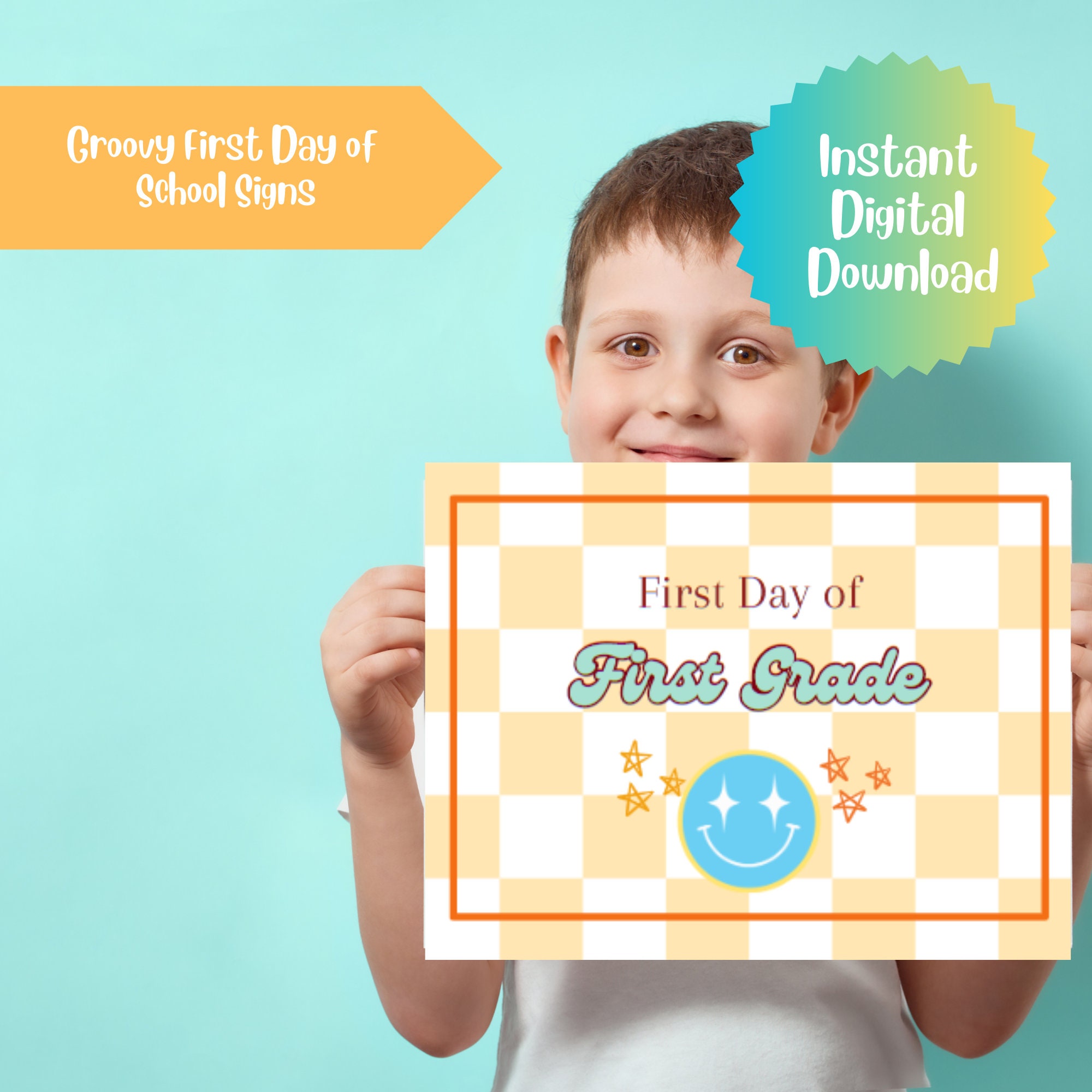 Back to School Kids Sign,first Day of School Sign, Groovy Back to ...