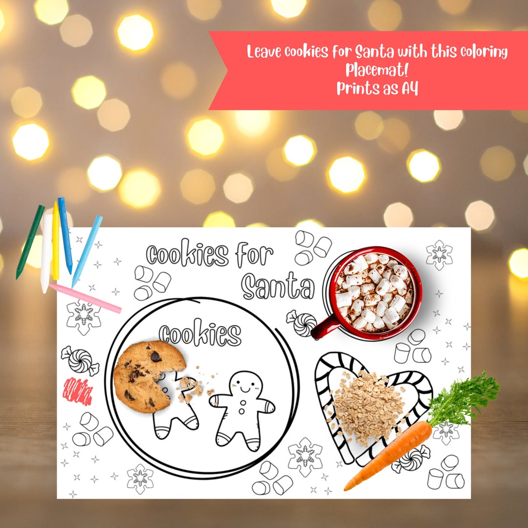 Cookies for Santa, Christmas Coloring Placemat, Christmas Kids ...