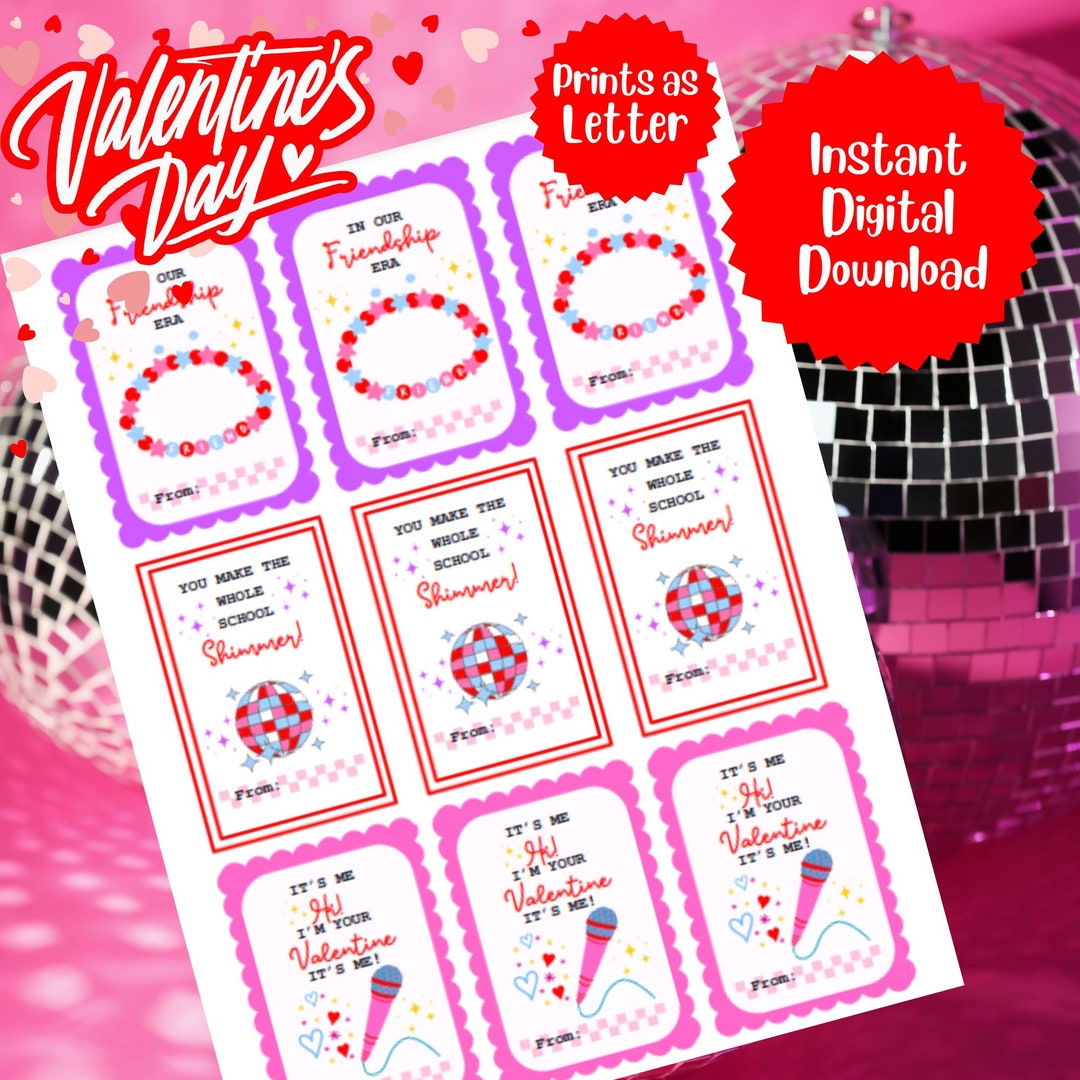 Girly Class Valentines, Swiftie Valentine Cards, Class Valentine ...