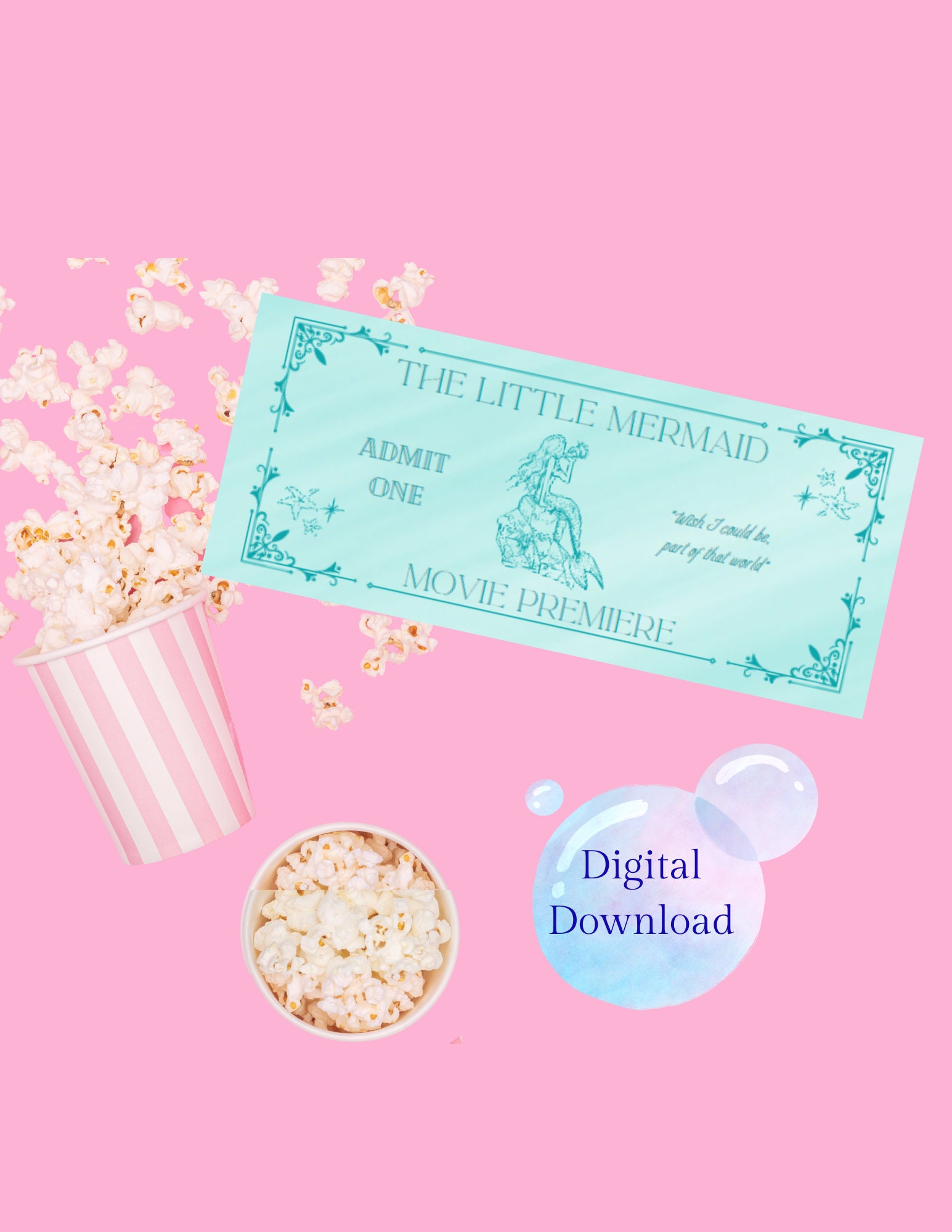 The Little Mermaid Movie Premiere Ticket, Movie Night Ticket, Movie ...