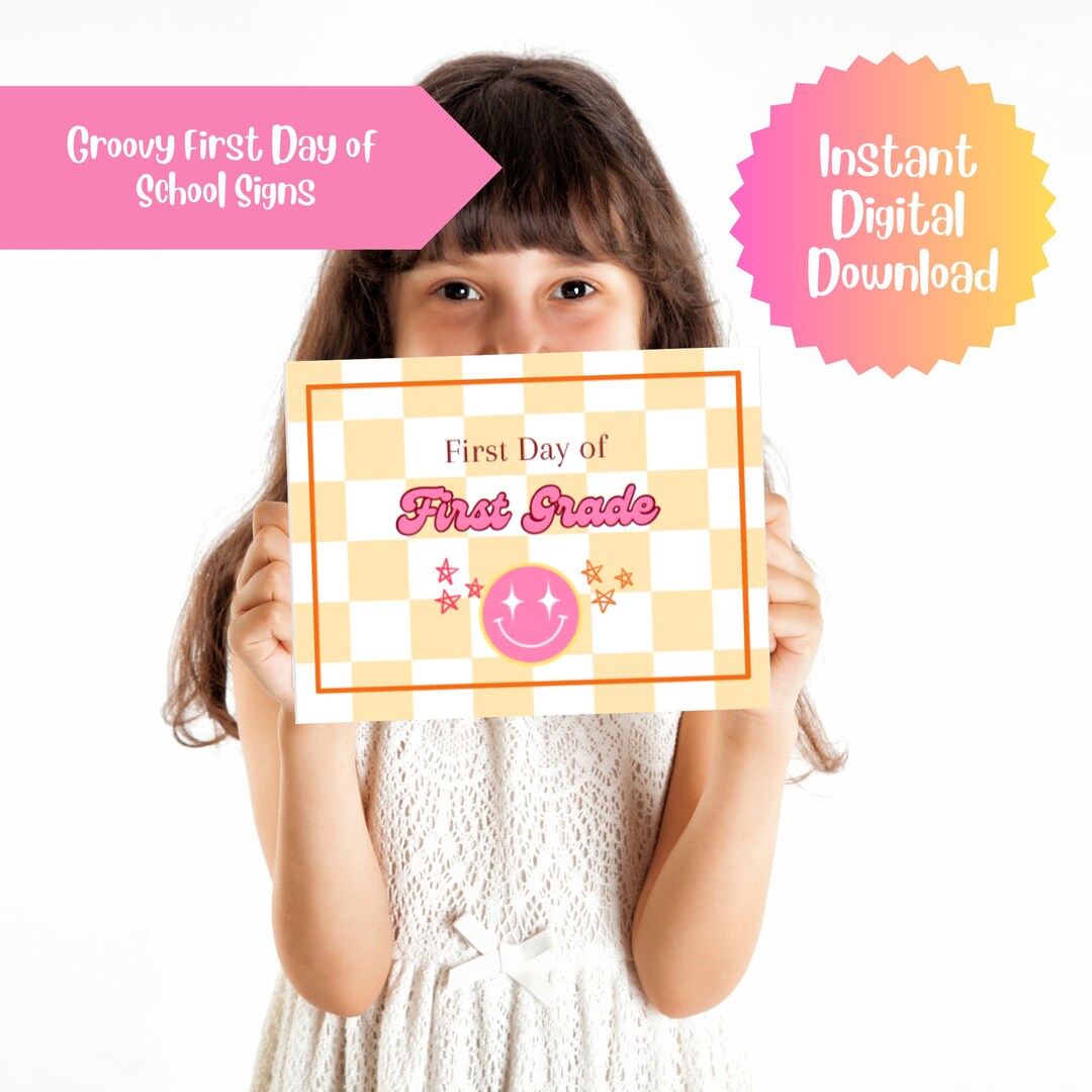 Back to School Kids Sign,first Day of School Sign, Groovy Back to ...