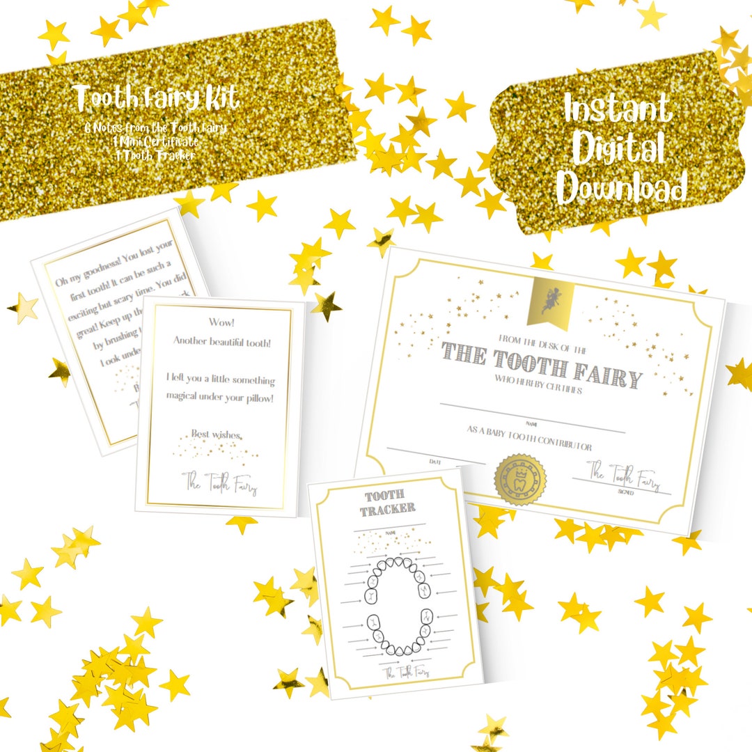 Printable Mini Tooth Fairy Set Neutral, Tooth Fairy Note, Tooth Fairy ...