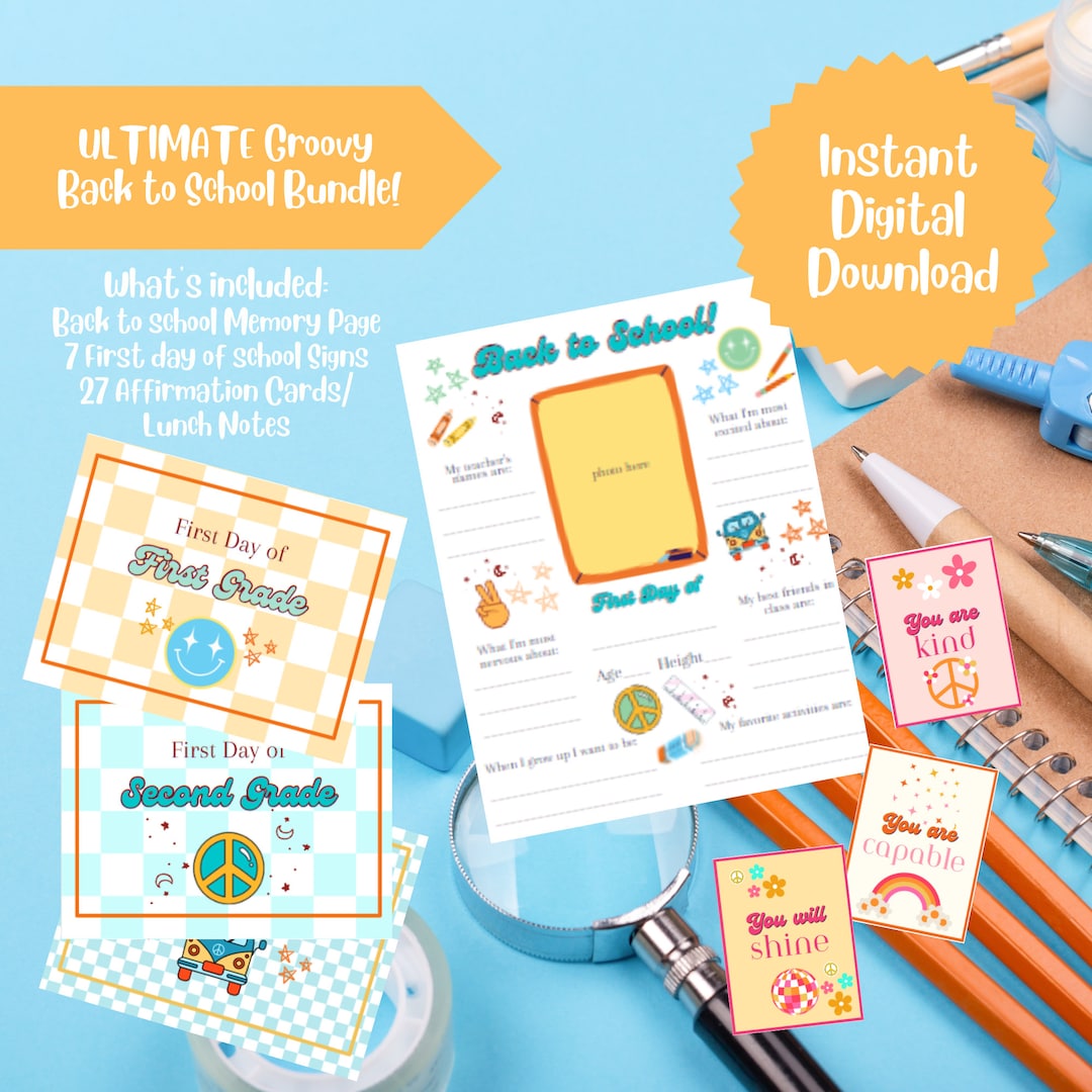 Groovy Back to School Printables, Back to School Memory Page, First Day ...