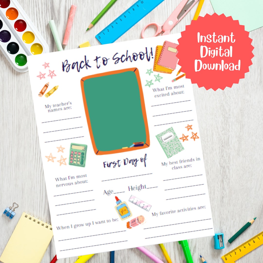 Back to School Memory Page, School Memory Book, Digital Download, Back ...