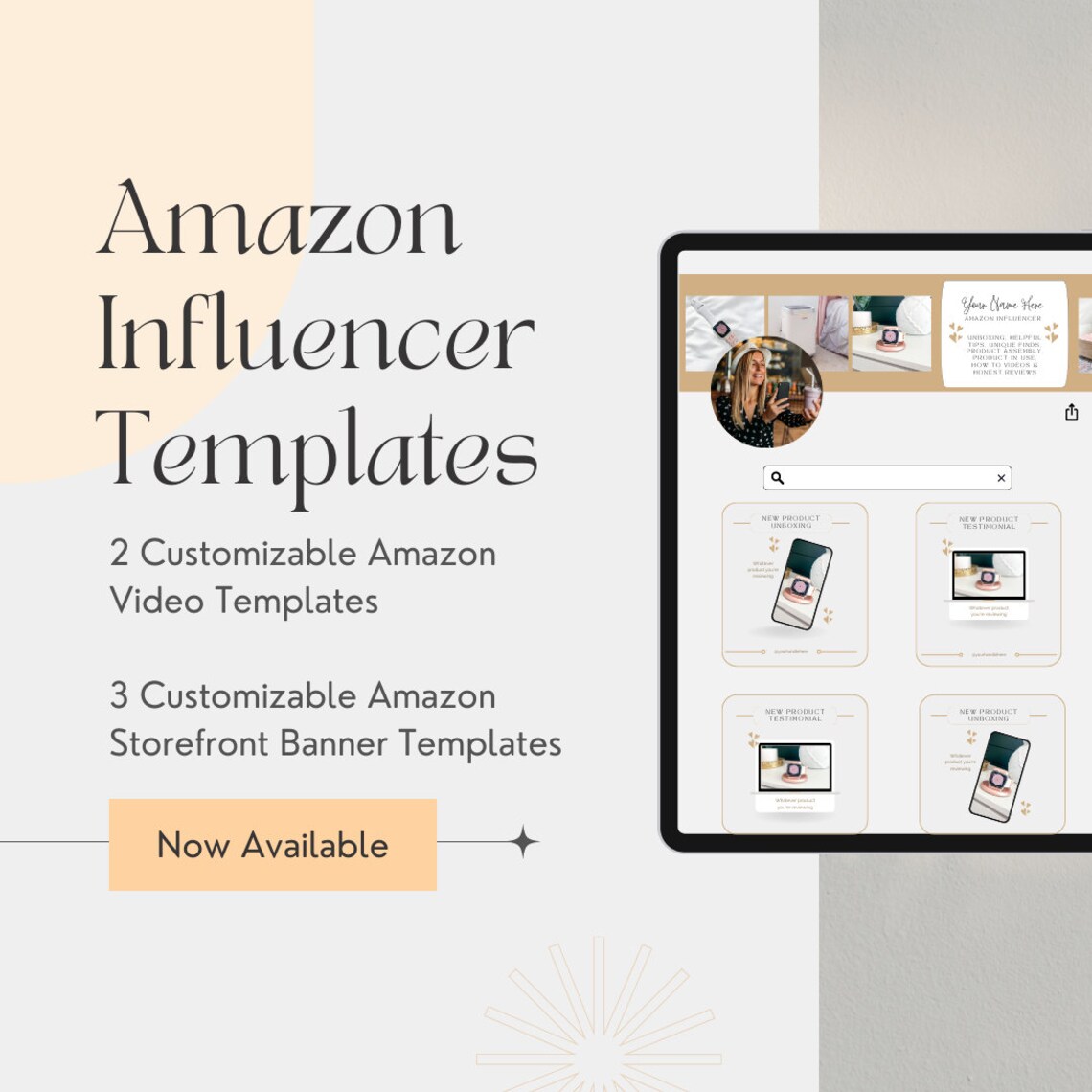 Amazon Influencer Storefront Banner & Video Cover, Neutral Amazon ...