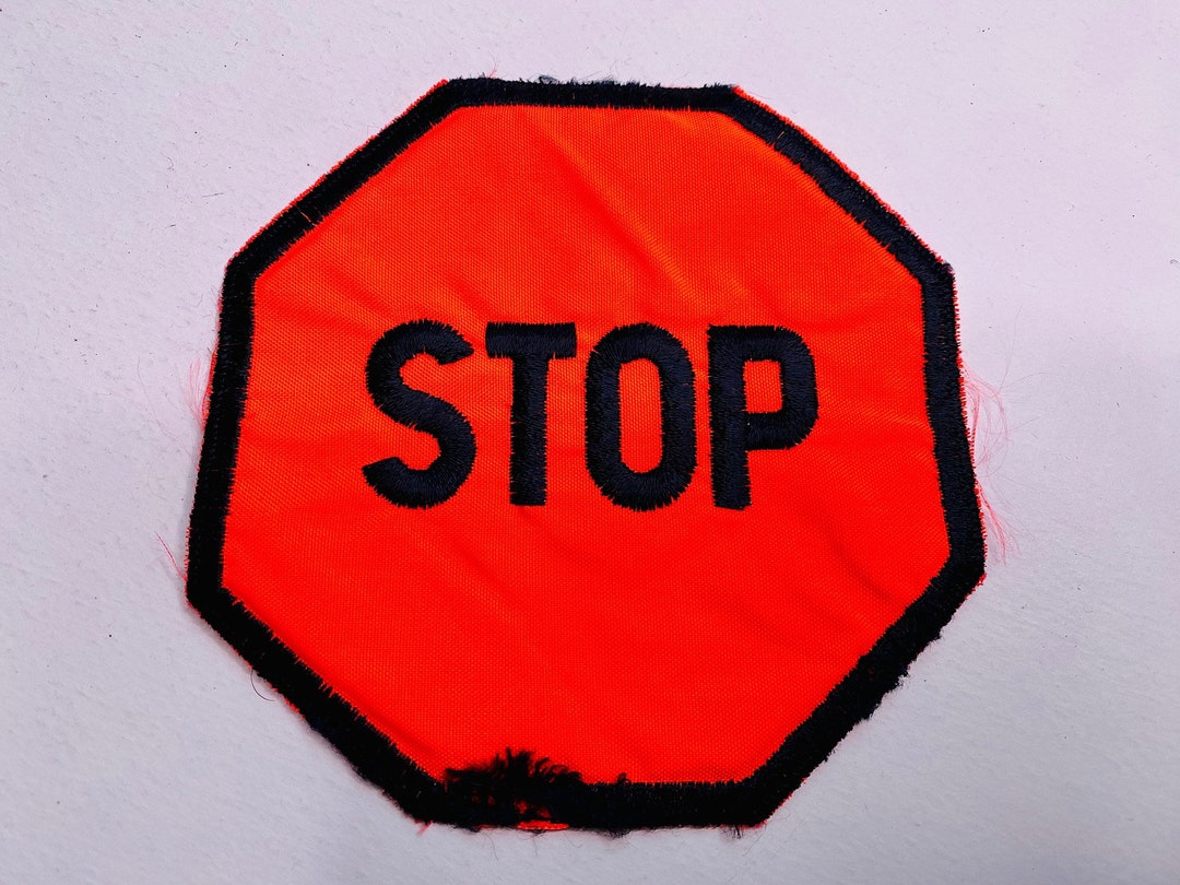 Vtg Fluorescent Stop Sign Patch - Etsy