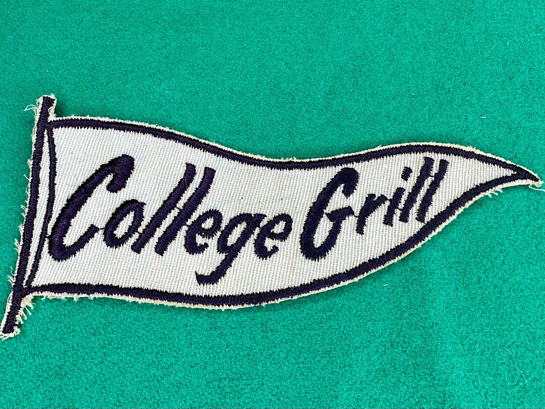 Vintage College Grill Embroidered Cloth Pennant Flag Shaped Patch - Etsy