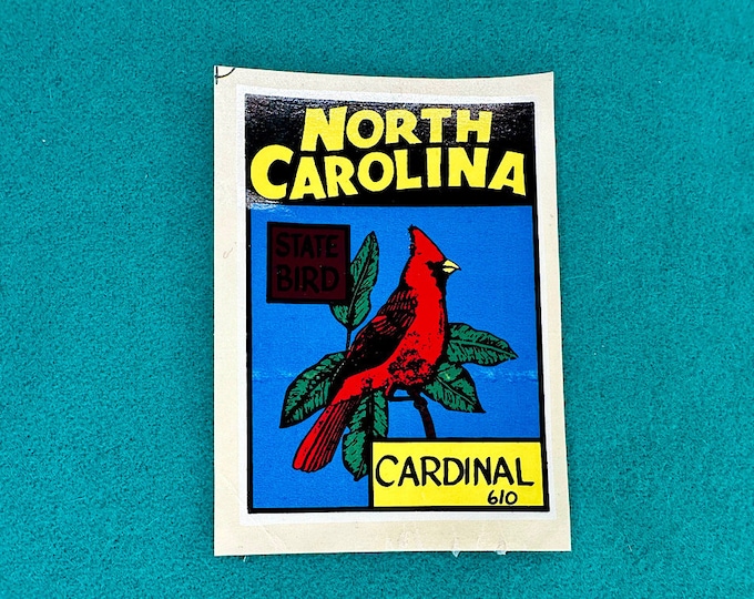 Vintage NORTH CAROLINA State Bird Cardinal Tourist Souvenir Auto Decal ...