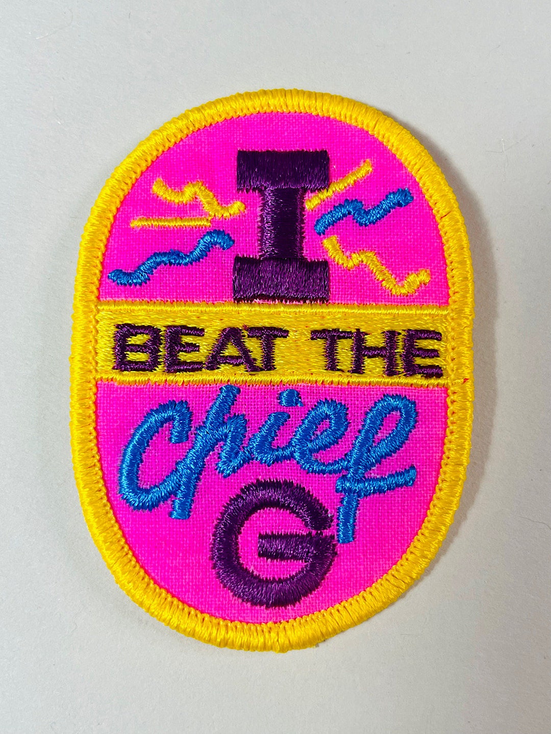 Vintage I Beat the Chief Patch - Etsy