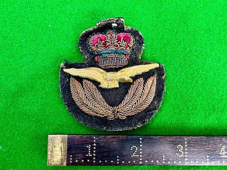 Vintage WWII RCAF Officers Cap Badge Padded Bullion Thread Type - Etsy