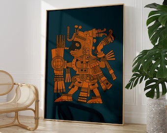 Huitzilopochtli Art, Aztec Art, Printable Latino Art, Aztec God ...