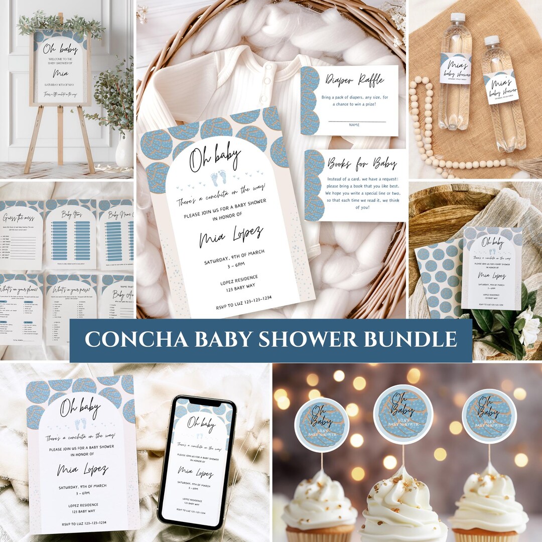 Concha Baby Shower Bundle, Pan Dulce Baby Shower, Concha Birthday ...