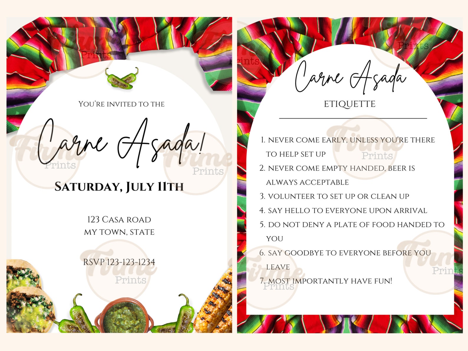Carne Asada Party Invitation Template, BBQ Party Invitation, Mexican ...