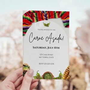 Carne Asada Party Invitation: Mexican Fiesta, Serape Design (5x7 ...