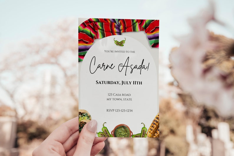 Carne Asada Party Invitation: Mexican Fiesta, Serape Design (5x7 ...