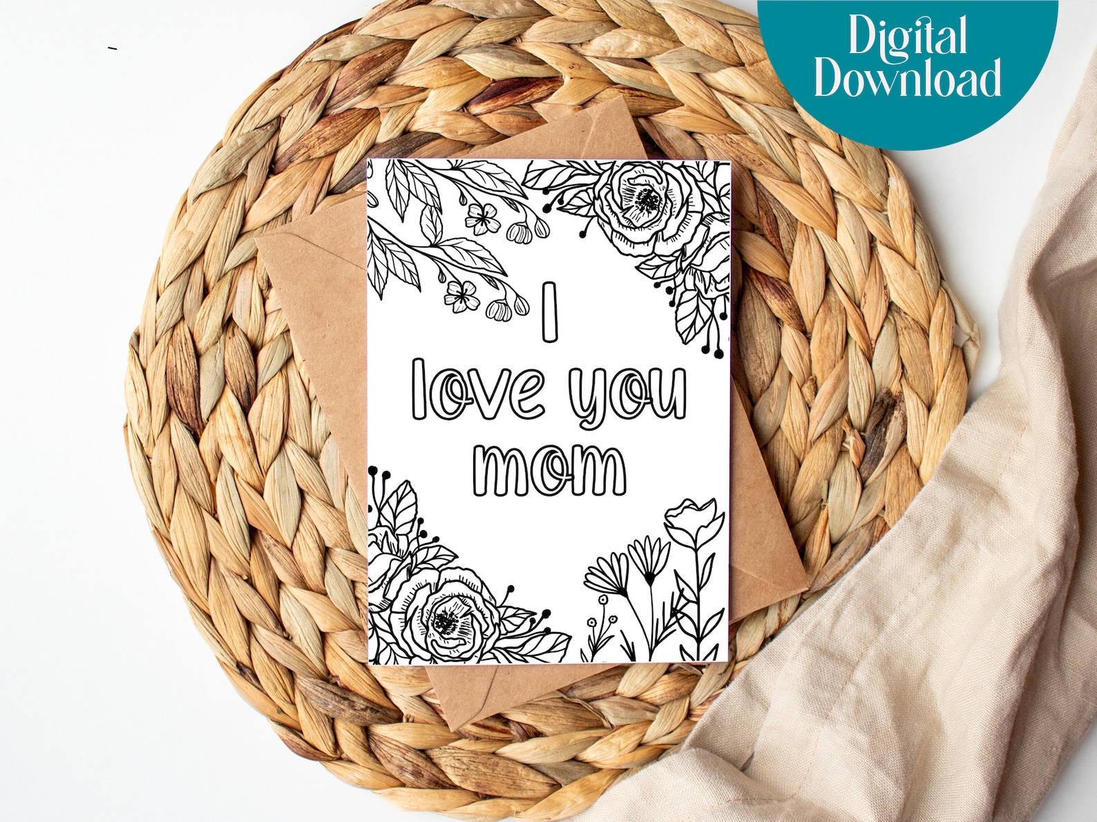 Coloring Mothers Day Card Printable Mothers Day Card - Etsy