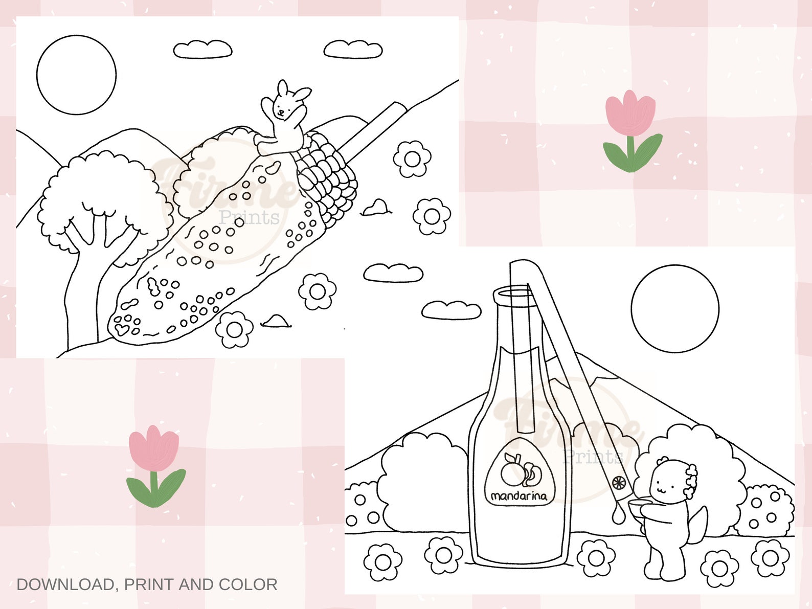 Cute Animal Coloring Pages, Adorable Coloring Pages - Etsy