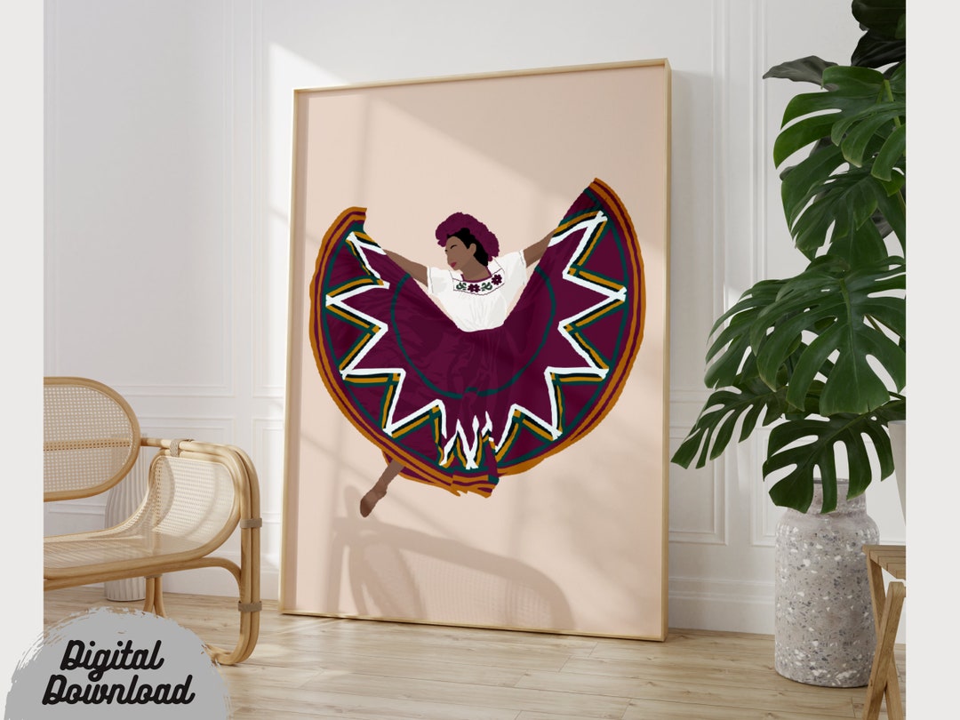 Ballet Folklórico Dancer Art Print: Modern Mexican Art (digital ...
