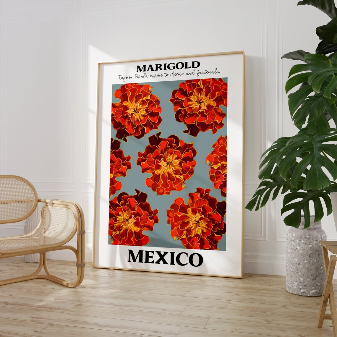 Marigold Wall Art, Mexican Poster, Mexican Decor, Latino Wall Art ...
