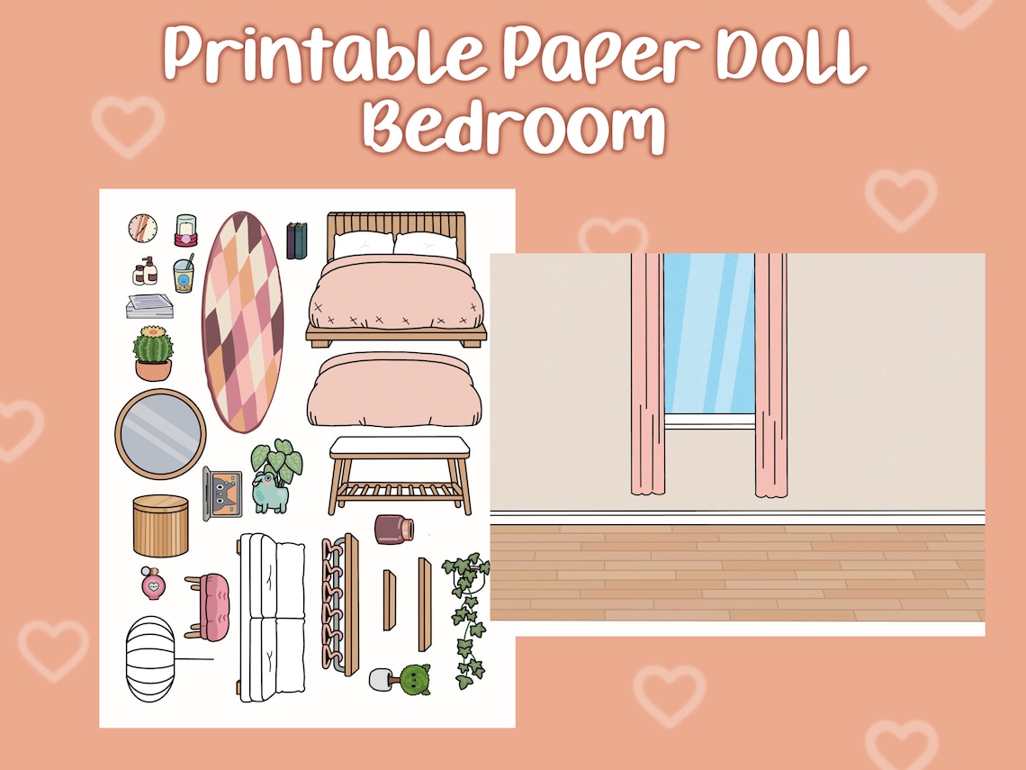 Printable Paper Doll Bedroom, Toca Boca Bedroom, Quiet Book, Printable ...
