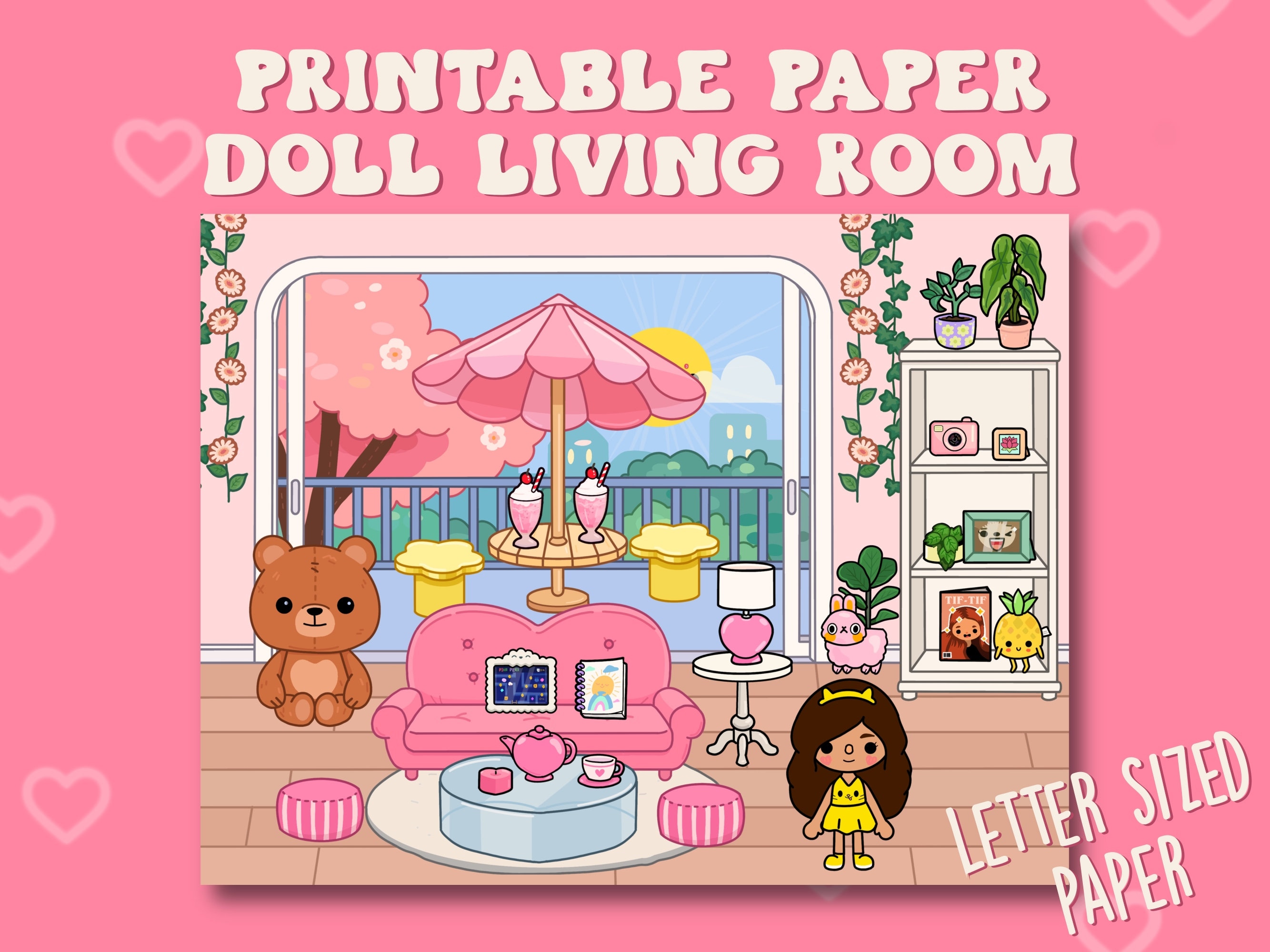 Printable Paper Doll Living Room, Toca Boca Inspired Living Room, Quiet Book, Printable Bedroom ...