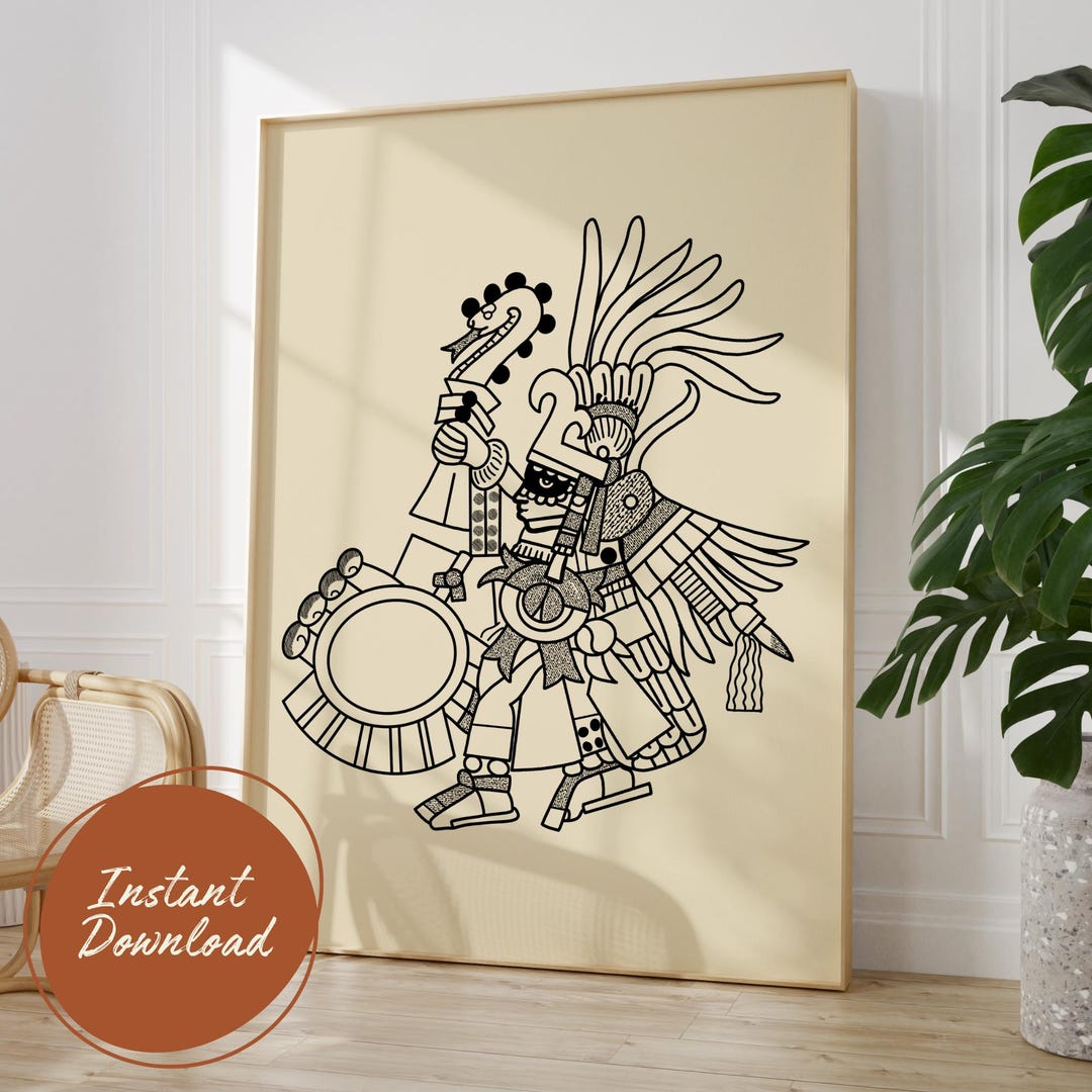 Huitzilopochtli Art, Aztec Art, Printable Latino Art, Aztec God ...