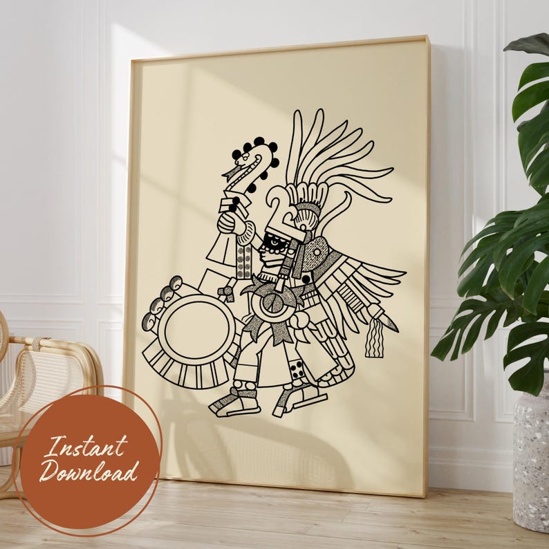 Huitzilopochtli Art, Aztec Art, Printable Latino Art, Aztec God ...