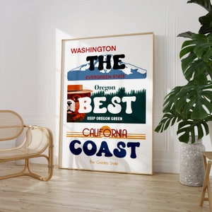 The Best Coast Poster, the Best Coast Art Print, West Coast Poster ...