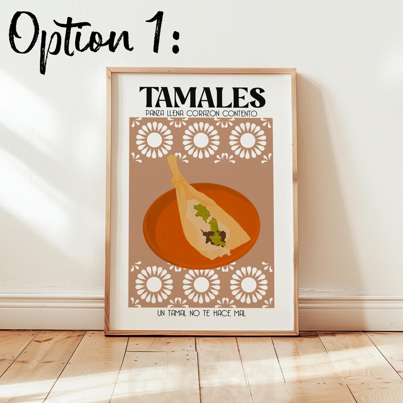 Tamales Wall Art Print | Mexican Food Kitchen Decor | Rustic Papel ...
