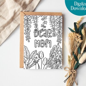 Coloring Mothers Day Card, Printable Mothers Day Card, Coloring Happy ...