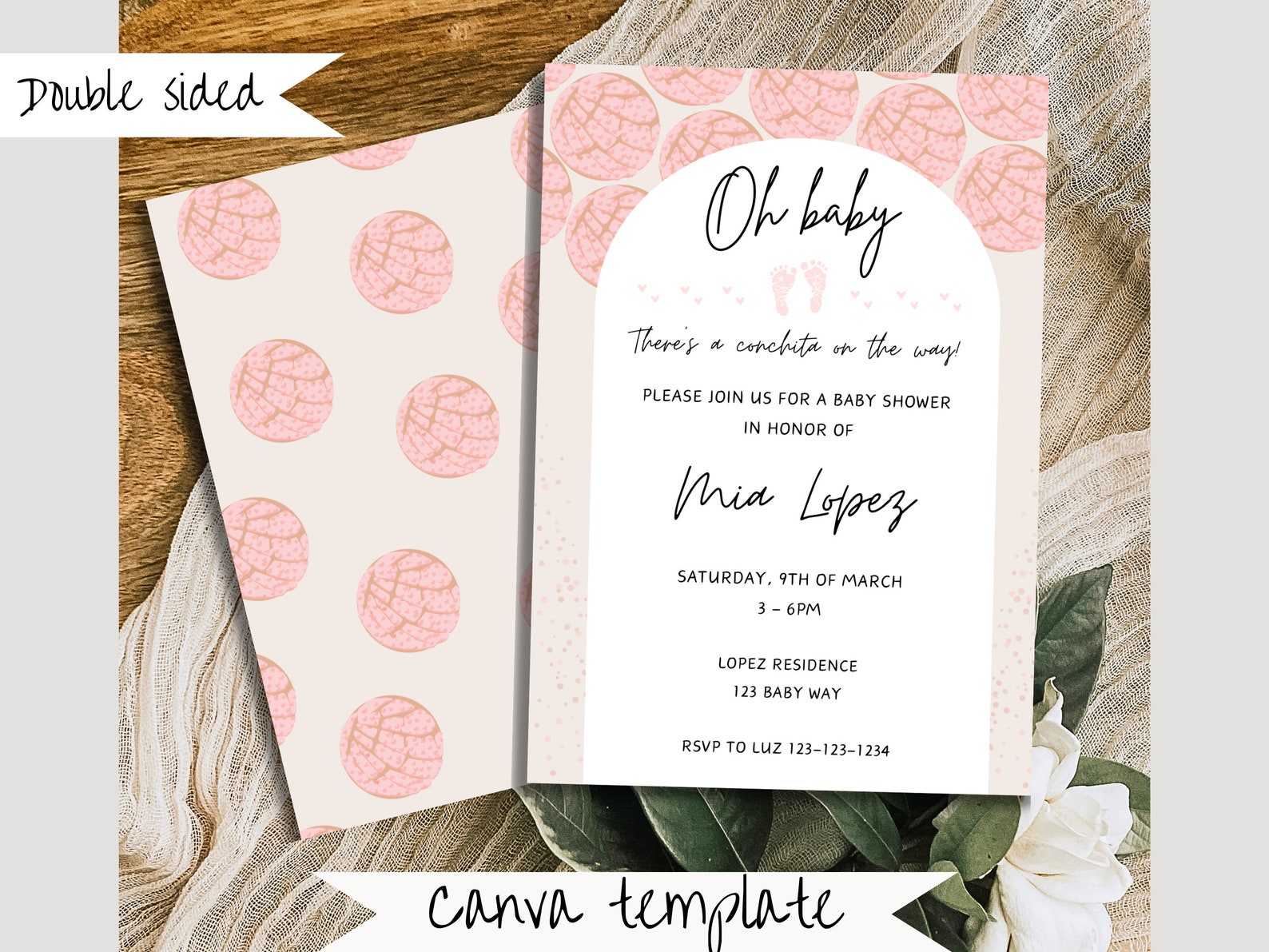 Concha Baby Shower Invite Template, Pan Dulce Baby Shower, Concha ...