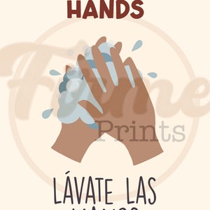 Wash Your Hands Bilingual Spanish Restroom Art Wall Art - Etsy