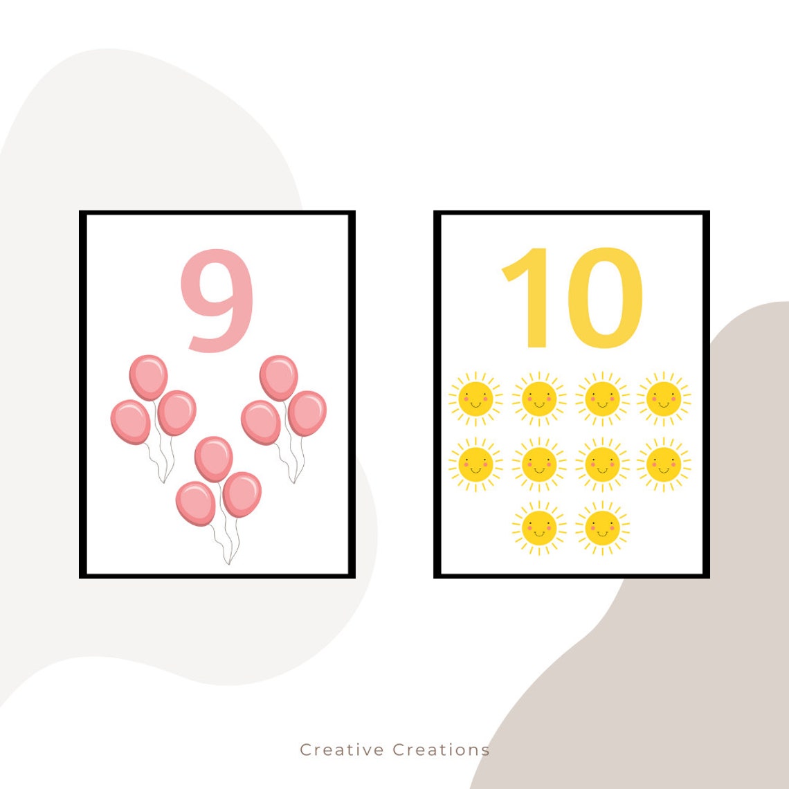 Printable Numbers 1-10 Cards PDF - Etsy