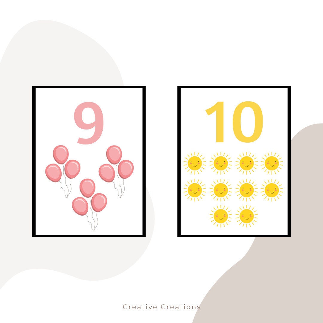 Printable Numbers 1-10 Cards PDF - Etsy