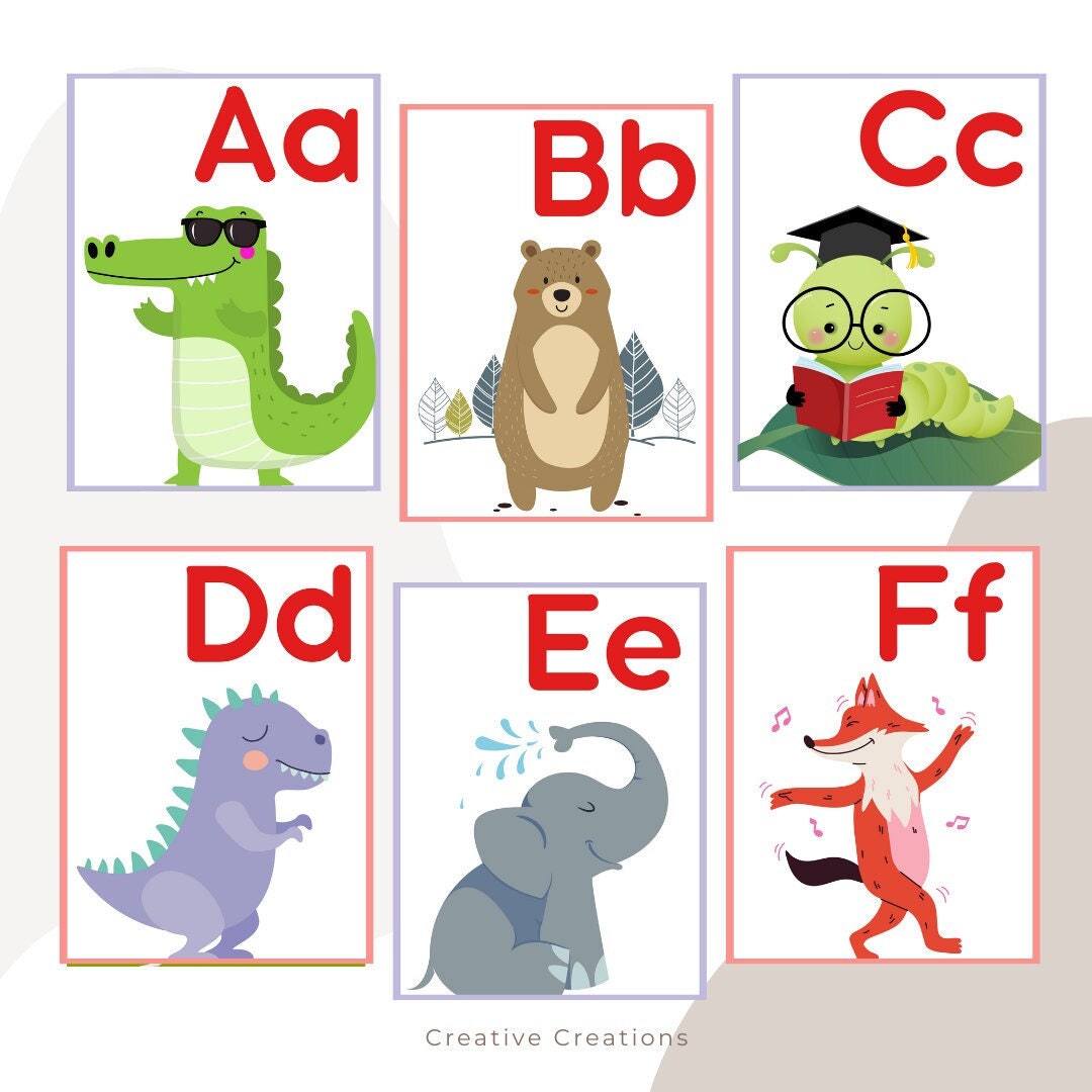 Printable Animal Alphabet Cards - Etsy