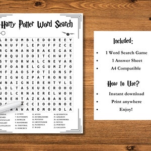 Printable Wizarding World Wordsearch | Wizard Party Games | Wizarding ...