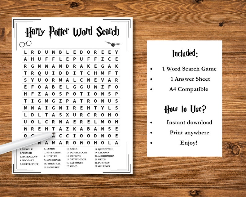 Printable Wizarding World Wordsearch | Wizard Party Games | Wizarding ...