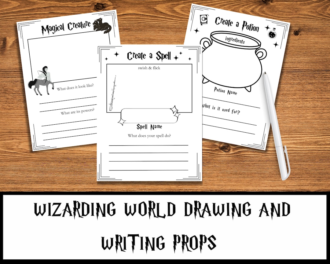 Printable Wizard Drawing and Writing Exercise Wizarding Game Bundle ...
