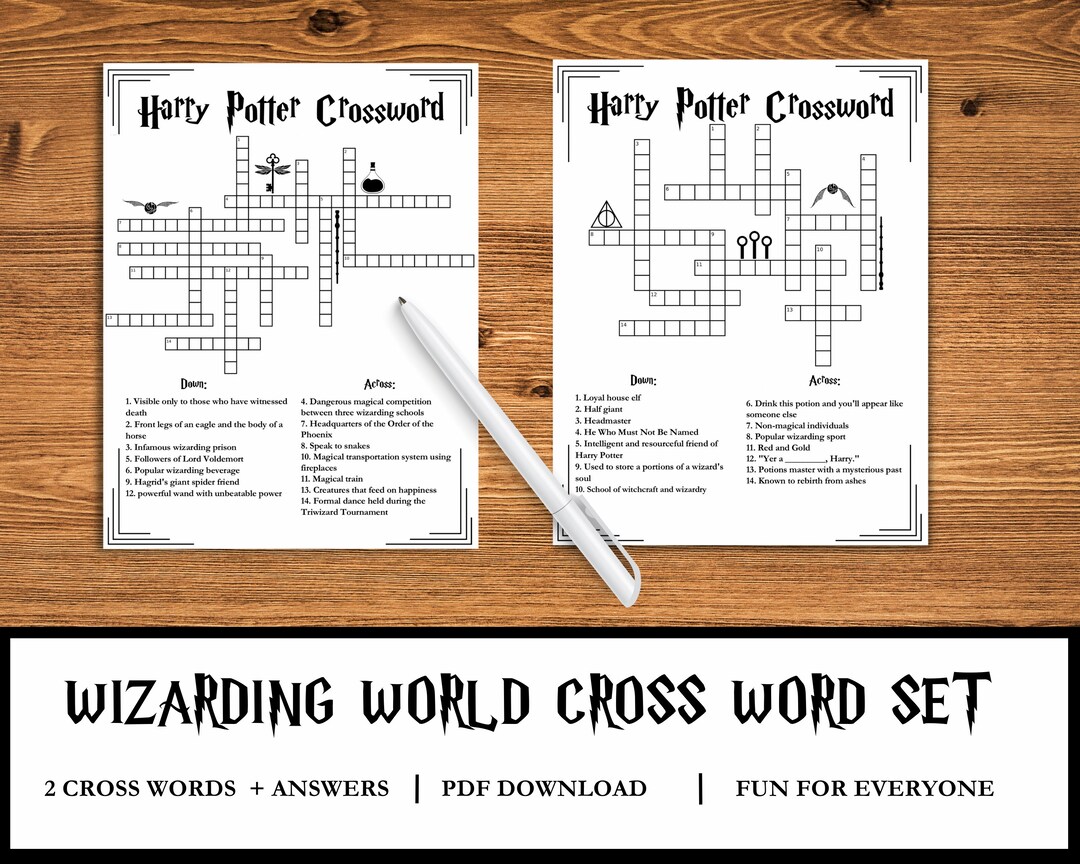 Printable Wizard Party Cross Word Games | Wizarding Game Bundle | Kids ...