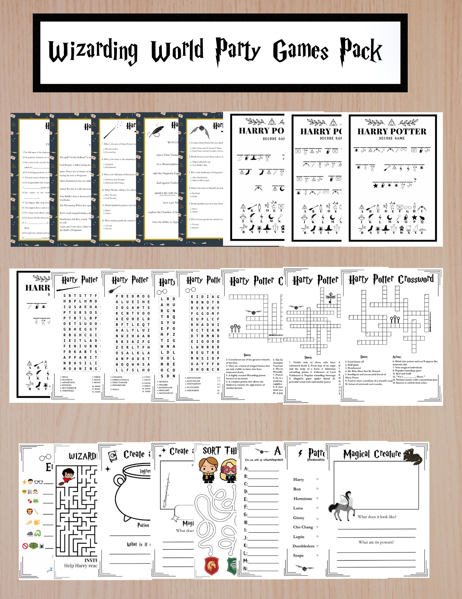 Printable Wizard Party Games | Wizarding Game Bundle | Kids Activities ...