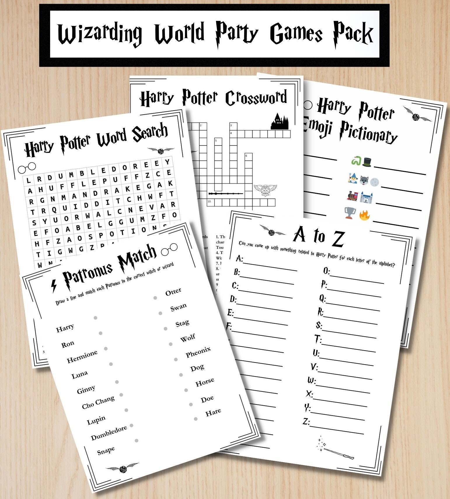 Printable Wizard Party Games | Wizarding Game Bundle | Kids Activities ...