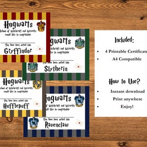 Wizard House Certificates | Wizarding School House | Kids Activities ...