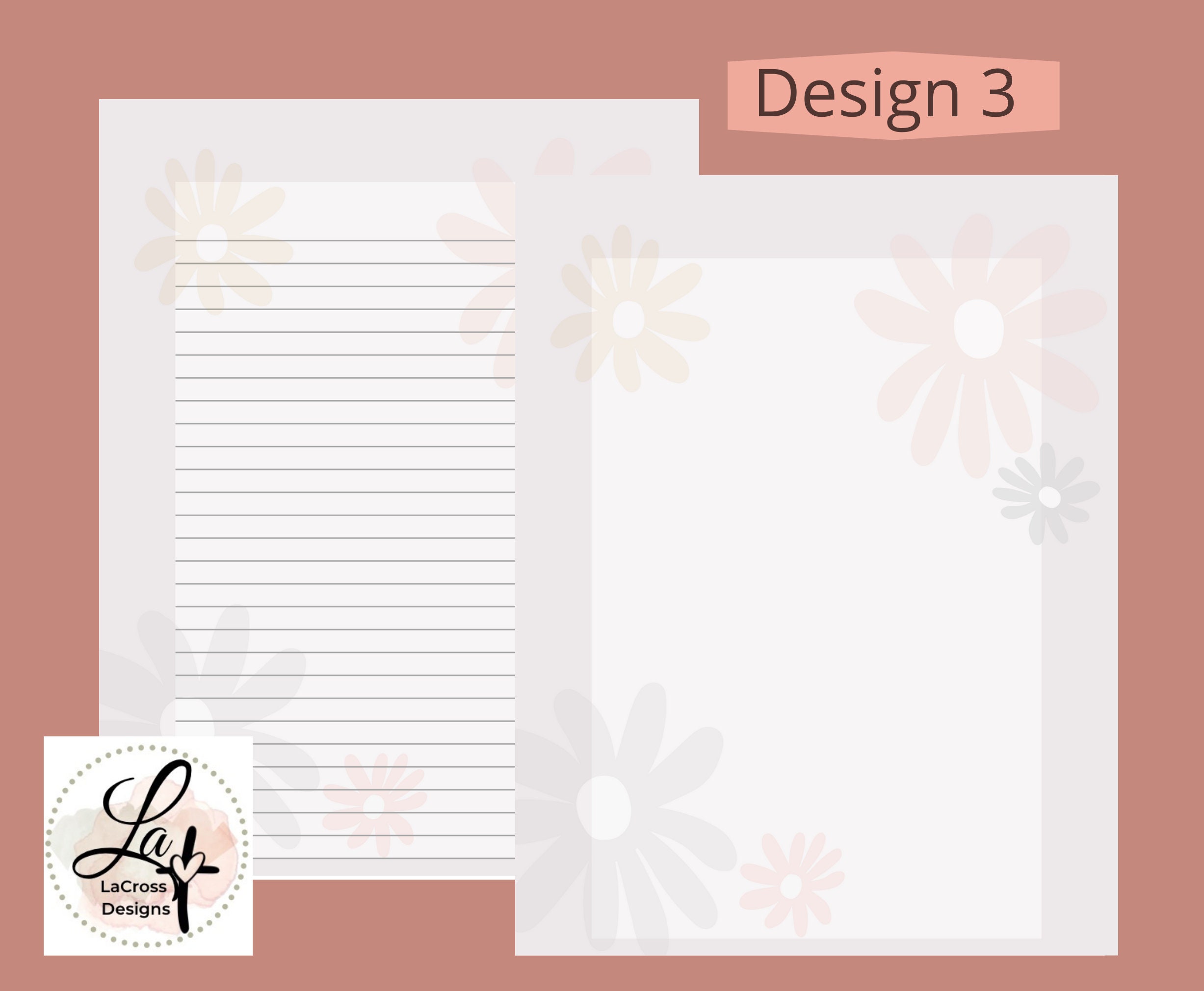 Neutral Flower Printable Stationary/ Lined, Unlined, Minimal, Boho ...