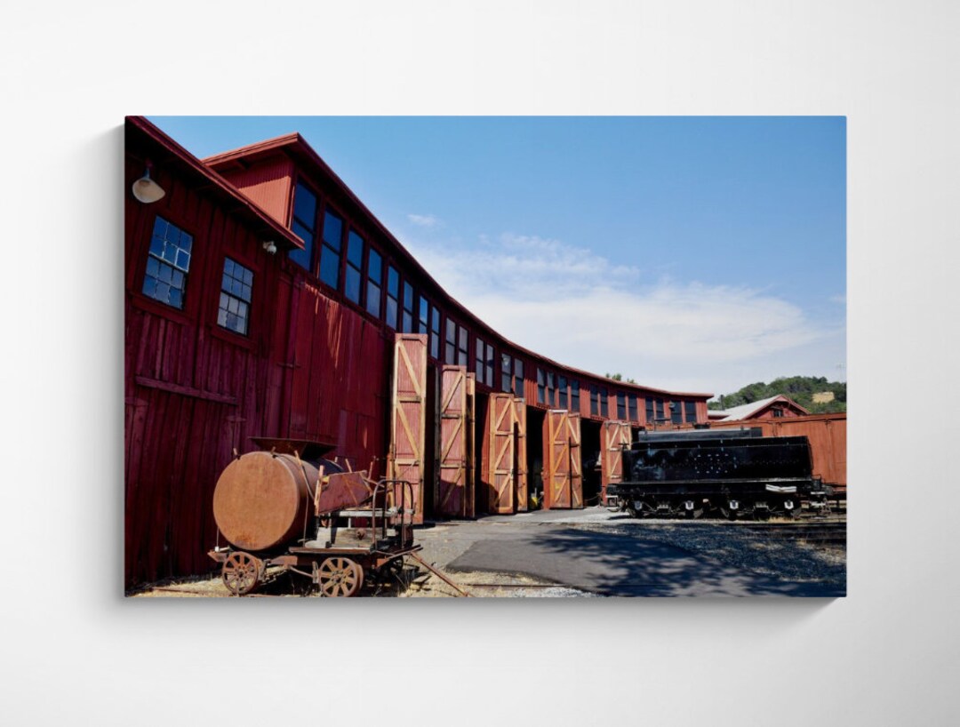 Wooden Train Roundhouse Print - Etsy