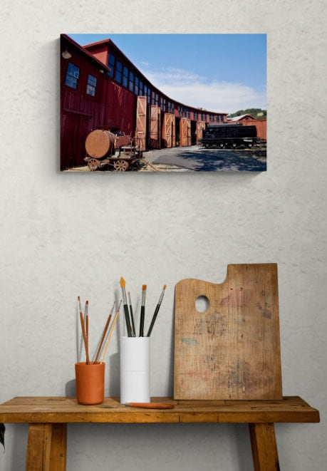 Wooden Train Roundhouse Print - Etsy